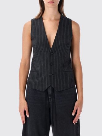 Maison Margiela Gilet de costume &agrave; rayures fines en laine m&eacute;lang&eacute;e coupe slim