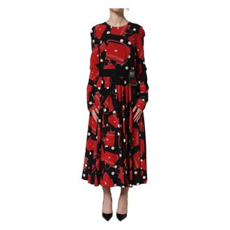 Dolce & Gabbana Kleid mit Handtaschen-Print und langen &Auml;rmeln - - Dresses - Damen - Schwarzk - S