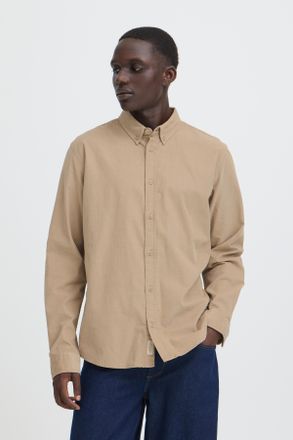 Blend Langarmhemd BLEND BHBEKIR SHIRT, Herren, Gr. XXL, N-Gr, beige (crockery), Web, Obermaterial: 100% Baumwolle, unifarben, regular fit normal, 1-Knopf-Ma
