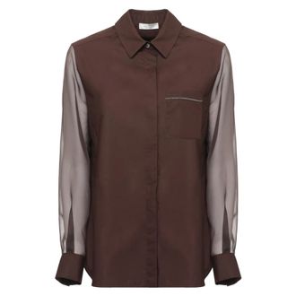 PANICALE Hemd aus Baumwolle und Seide - - Blouses & Shirts - Damen - Braun - XS