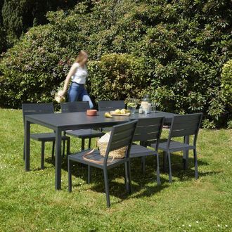 C&eacute;monjardin C&eacute;monjardin - Salon de jardin en aluminium gris - 6 chaises
