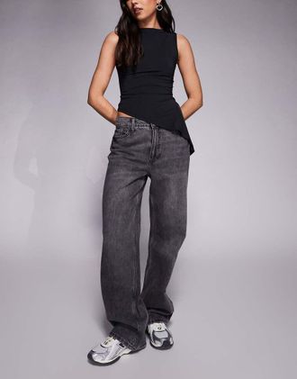 River Island Jean droit d&eacute;contract&eacute; - Noir