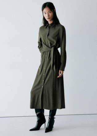 Mango Robe chemisier naud vert - Femme - XS - MANGO