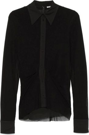 Jil Sander Femme, Blouses et Chemises, Noir, Taille: 38 FR Chemise boutonn&eacute;e transparente &agrave; fronces