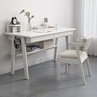 Generic WWERTYY Bureau décriture en Bois Massif, Bureau détude Moderne du Milieu du siècle, Bureau dordinateur de Bureau à Domicile avec tiroirs et étagère Ou