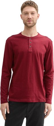 Tom Tailor Herren 1034356 Henley Langarmshirt, 13721-Burgundy Dark Red, XL