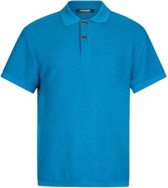 Roberto Cavalli Homme, Tops, Bleu, Taille: M Pull Polo Imprimé Stretto Di Messina