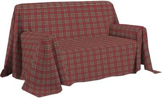 Pensieri delicati Sofaüberwurf 250 x 290 cm, hergestellt in Italien, Überwurf aus 100% Reiner Baumwolle, Muster: Rotes Tartan, ideal als Überwurf oder Tagesdecke für de