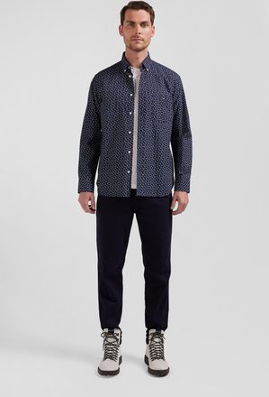 Eden Park Chemise En Popeline De Coton Bleu Marine Microimprim&eacute; Noeud Papillon Coupe Regular