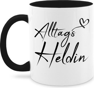 Shirtracer Tasse Tassen 325ml - Statement Sprüche - Alltagsheldin - 325 ml - Schwarz - spruchtasse sarkasmus heldin kaffeetasse spruchtassen spruch teetasse kaff
