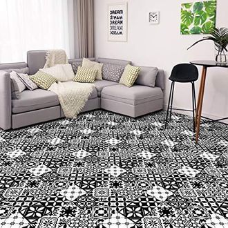 Ambiance Sticker Ambiance Bodenaufkleber Zementfliesen Azulejos mit Kunststoffschutzlaminat | Selbstklebende Fliesensticker Bodenfliesen wasserfest | 50 x 50 cm 1 St&uuml;c