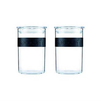 Bodum K11828-01SA - PRESSO - Set de 2 bocaux Conservation en Plastique, avec Couvercle hermétique - 0.6 l