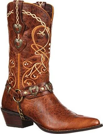Durango Womens Crush Cowgirl Boot Saddle Brown W/Tan & Brown Boot 8.5 B - Medium