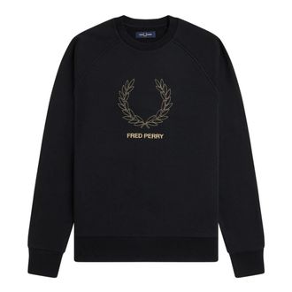 Fred Perry Outline Laurel Wreath Sweatshirt - - Sweatshirts & Hoodies - Herren - Schwarzk - XL