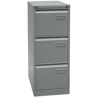Bisley Light H&auml;ngeregistraturschrank, einbahnig, DIN A4, 3 HR-Schubladen, Metall, 355 Silber, 62.2 x 41.3 x 101.6 cm