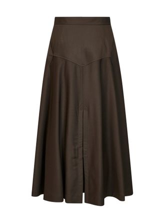 Burberry Womens Skirt Wool Twill Belted Green