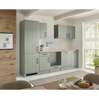 Respekta K&uuml;che Einbauk&uuml;che K&uuml;chenzeile Landhaus Leerblock Gr&uuml;n Anton 280 cm Respekta