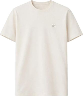 C.P. Company C.p. Company, Homme, Tops, Beige, Taille: XL Jersey 30/1 T-Shirt Manche Courte Logo Label