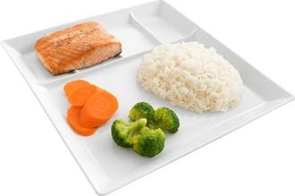 Studio Tavola Assiette &agrave; fondue / Assiette gourmande - 5 compartiments - Blanc - 24 x 24 cm - 4 Pi&egrave;ces