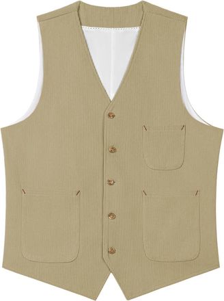 Solovedress Herren Vintage Cord &auml;rmellose Weste Casual V-Ausschnitt Anzugweste Kleid Herrenwesten f&uuml;r Party(Hellbraun,XXXL)
