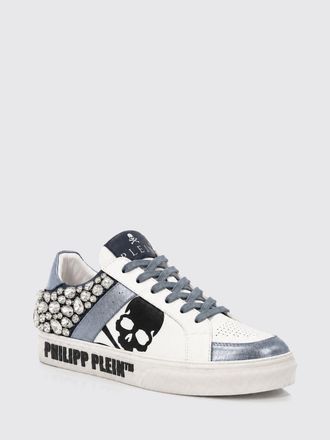 Philipp Plein Baskets basses en cuir avec imprim&eacute; Skull et cristaux