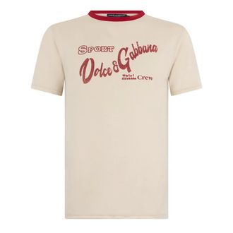 Dolce & Gabbana Homme, Tops, Beige, Taille: 2XL T-Chemises