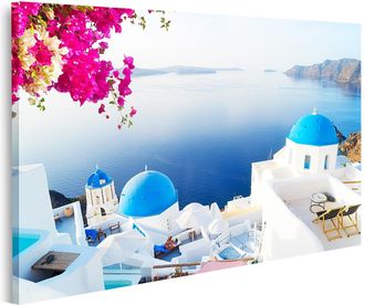 Islandburner Bild auf Leinwand Kykladen Insel Paradies Meer Ausblick Blau Wei&szlig; Architektur Bilder Wandbilder Poster