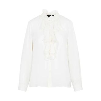 Nili Lotan Lily Bluse mit rohem R&uuml;schendetail - - Blouses & Shirts - Damen - Wei&szlig; - XL