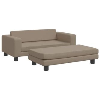 vidaXL Kindersofa mit Hocker Cappuccino-Braun 100x50x30 cm Kunstleder Vidaxl