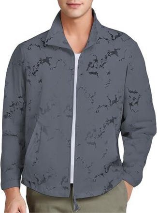Generic Veste r&eacute;fl&eacute;chissante pour homme - Veste de pluie extra l&eacute;g&egrave;re et fine - Sans capuche - Avec col montant - Veste d&eacute;t&eacute; &agrave; s&eacute;chage rapide - Protection UV 
