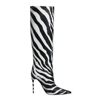 Dolce & Gabbana Zebra Print High Heel Lederstiefel - - Shoes - Damen - Schwarzk - 35 EU