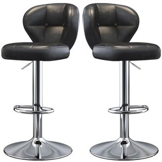 Generic 2Er-Set Drehbare Barhocker Aus Pu-Leder (62-82 cm), H&ouml;henverstellbar, mit Gepolsterter R&uuml;ckenlehne, Ideal f&uuml;r K&uuml;cheninseln und Bars
