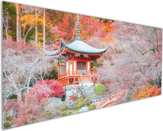 Wallario K&uuml;chenr&uuml;ckwand aus Glas 125 x 50 cm, Motiv: Japanischer Herbstzauber | Spritzschutz abwischbar & pflegeleicht
