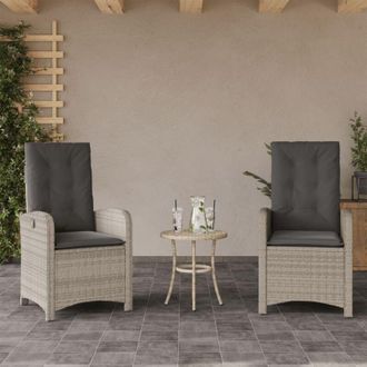 vidaXL Vidaxl - Gartensessel mit Kissen 2 Stk. Verstellbar Hellgrau Poly Rattan