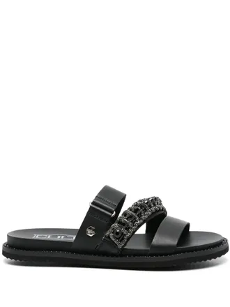 Cult sandales &agrave; ornements strass&eacute;s - Noir