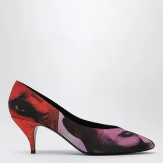 Versace Tina Pumps aus Seidenfaille mit The Party-Print