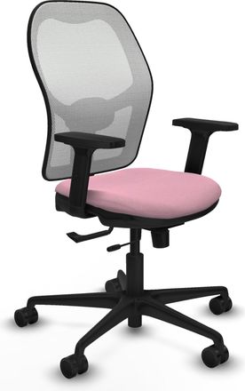 Piqueras y Crespo Schreibtischstuhl in Rosa und Wei&szlig;, mit 2D-Armlehnen, h&ouml;henverstellbare Lendenwirbelst&uuml;tze, ausgestattet mit Syncro/Traslack und injiziertem Schaumsto