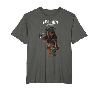Fox Republic Design Rottweiler Hunde Muskeltraining mit Hantel im Fitness-Studio T-Shirt