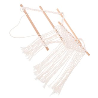 BESPORTBLE Veemoon Eleganter Makramee Haarspangenhalter aus Baumwolle Gewebter Boho Wandbehang mit Quasten H&auml;ngender Organizer f&uuml;r Haarschmuck und Haarb&auml;nder Wan