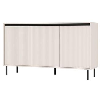 Selsey Osaka Sideboard Sandbeige - Modernes Dreit&uuml;riges Sideboard mit Gerillten Fronten & Gefr&auml;sten Griffen - Metalf&uuml;&szlig;e & Robustes MDF - Kommode 40 cm Tief f