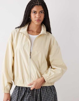 Weekday Trainingsjacke in Hellbeige mit Stehkragen-Brown