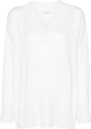 Brunello Cucinelli V-Pullover - Weiß