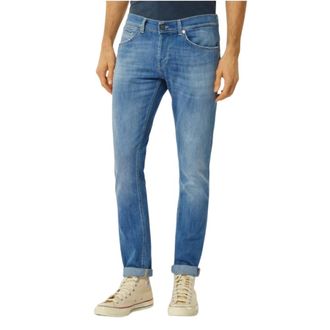 Dondup Homme, Jeans, Bleu, Taille: W38 Jean Skinny Bleu avec Coutures Contrastantes