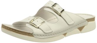 Andrea Conti Damen Pantolette Zwei Riemen Leder sportliche Laufsohle 0521700, Größe:38 EU, Farbe:Weiß