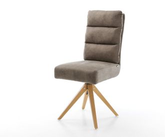 DELIFE Esszimmerstuhl Pela-Flex Mikrofaser Taupe Vintage Holzgestell kantig Natur Taschenfederkern, Esszimmerst&uuml;hle