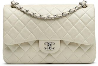 Chanel Hobo Bags - Jumbo Classic Caviar Double Flap - Gr. unisize - in Wei&szlig; - f&uuml;r Damen