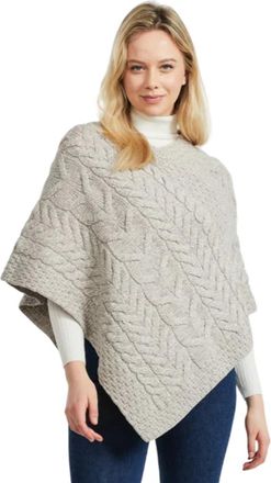 Aran Woollen Mills Superweicher Stilvoll Poncho aus 100% Merinowolle (Haferflocken)