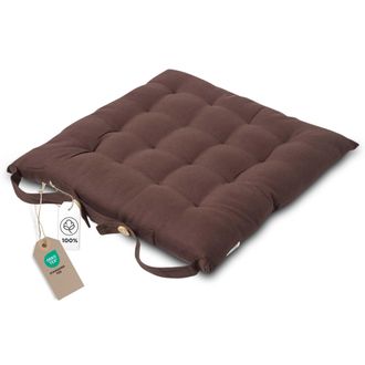 Homescapes Stuhlkissen 40x40 cm braun - Sitzkissen Outdoor/Indoor mit Baumwollbezug, Sitzpolster waschbar und Oeko-TEX-Zertifiziert f&uuml;r Esszimmer-, K&uuml;chen- & Gar