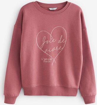 Next Sweatshirt Sweatshirt mit Herz-Grafik aus Satin (1-tlg)