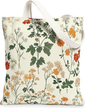 Generic Sac fourre-tout en toile avec fleurs de g&eacute;ranium de printemps pour le shopping, 33 x 38 cm, sac d&eacute;picerie r&eacute;utilisable pour femme, esth&eacute;tique, plage, 
